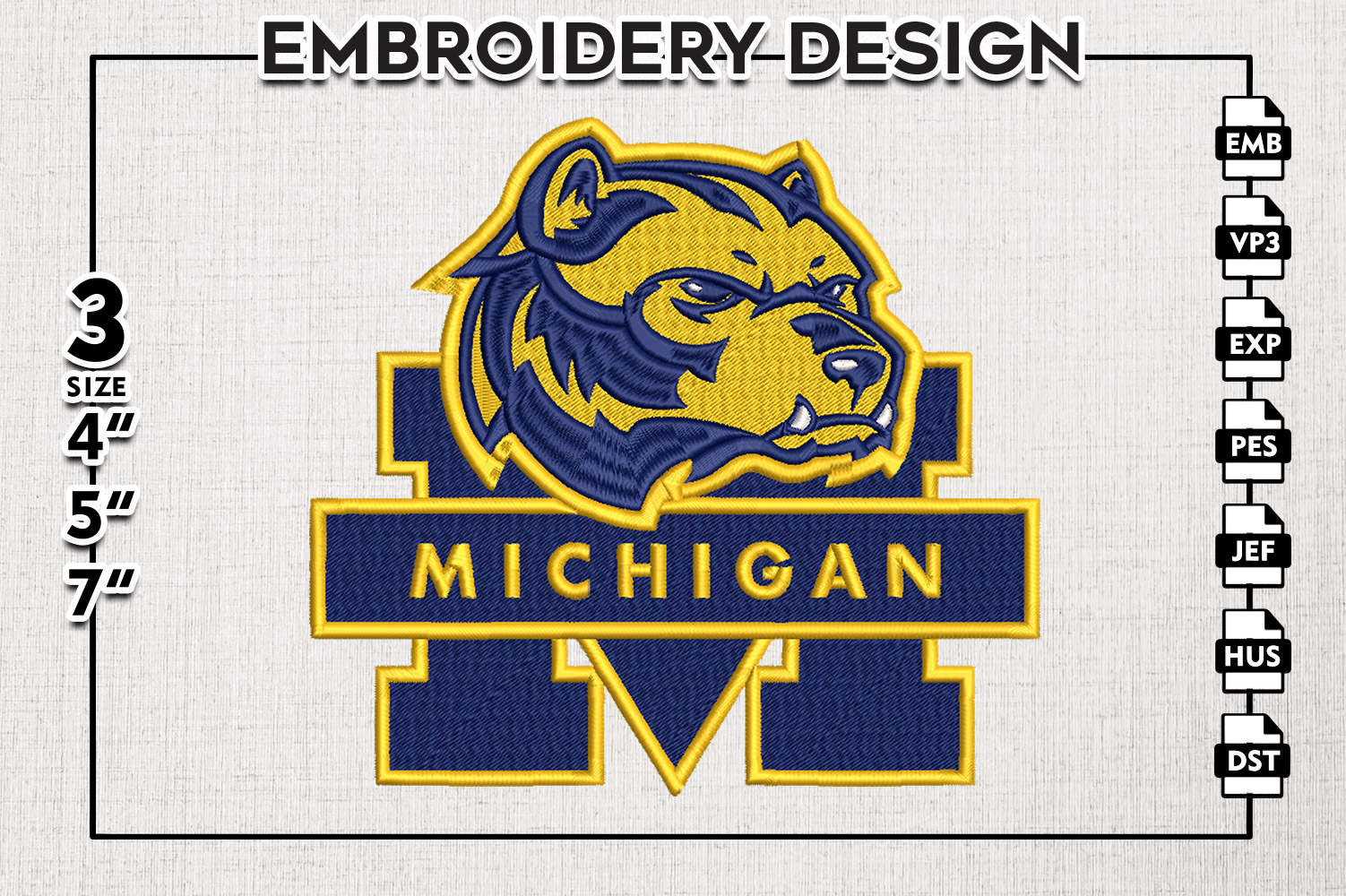 NCAA Michigan Wolverines Word Mascot Logo Emb Files, NCAA Michigan ...