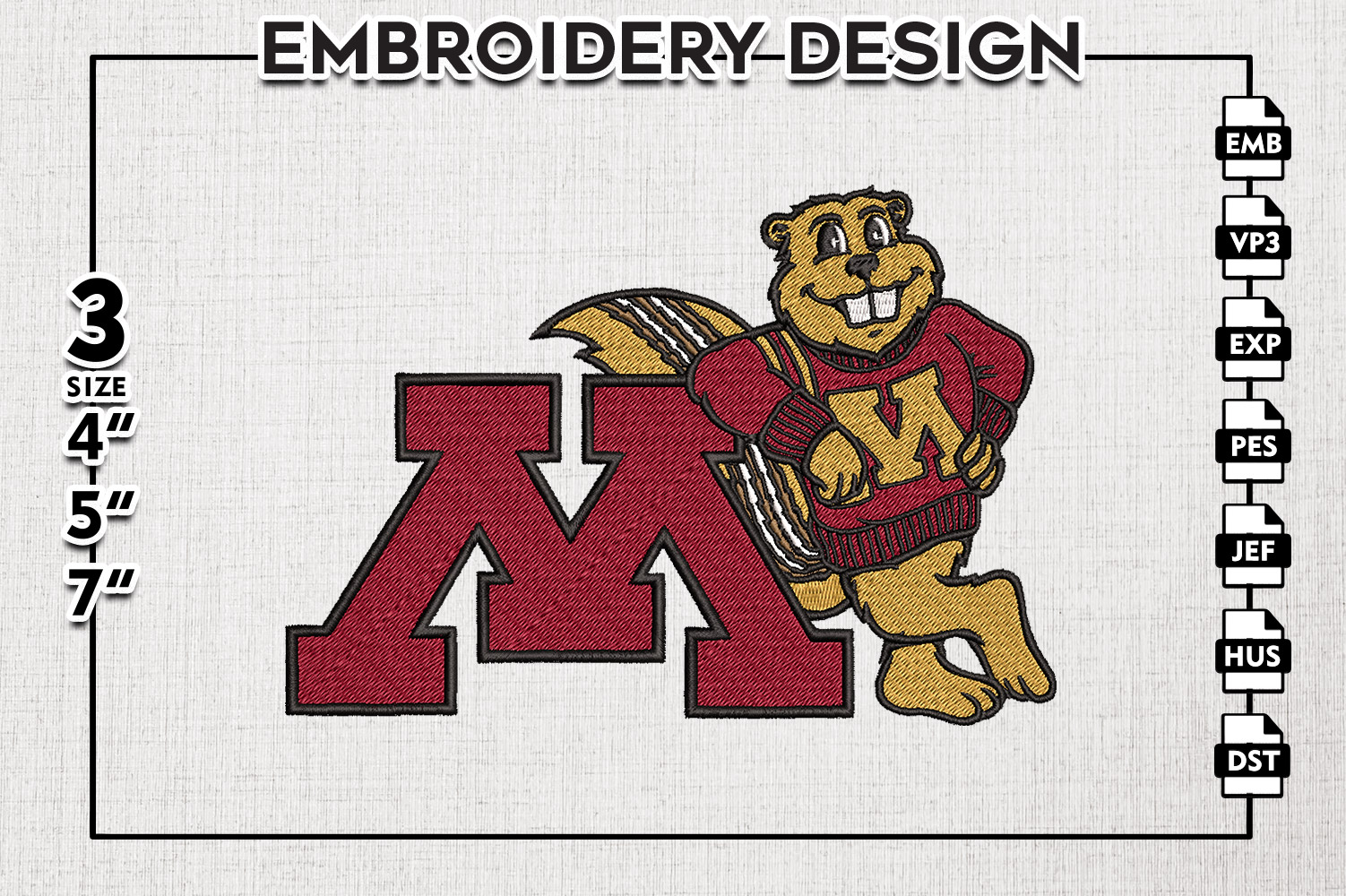 NCAA Minnesota Golden Gophers Word Mascot Logo Emb Files, NCAA ...
