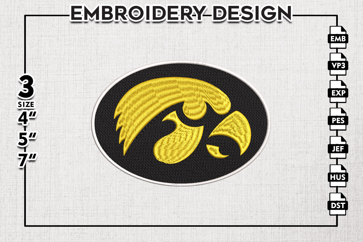 NCAA Iowa Hawkeyes Head Mascot Logo Emb Files, NCAA Iowa Hawkeyes Team ...