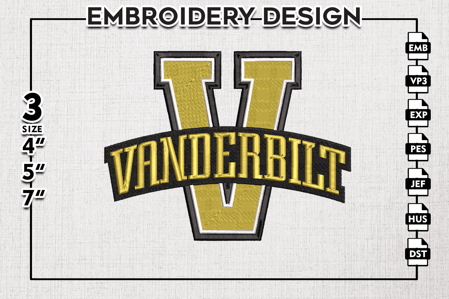 Vanderbilt Commodores Logo Embroidery Files, NCAA Vanderbilt Commodores ...