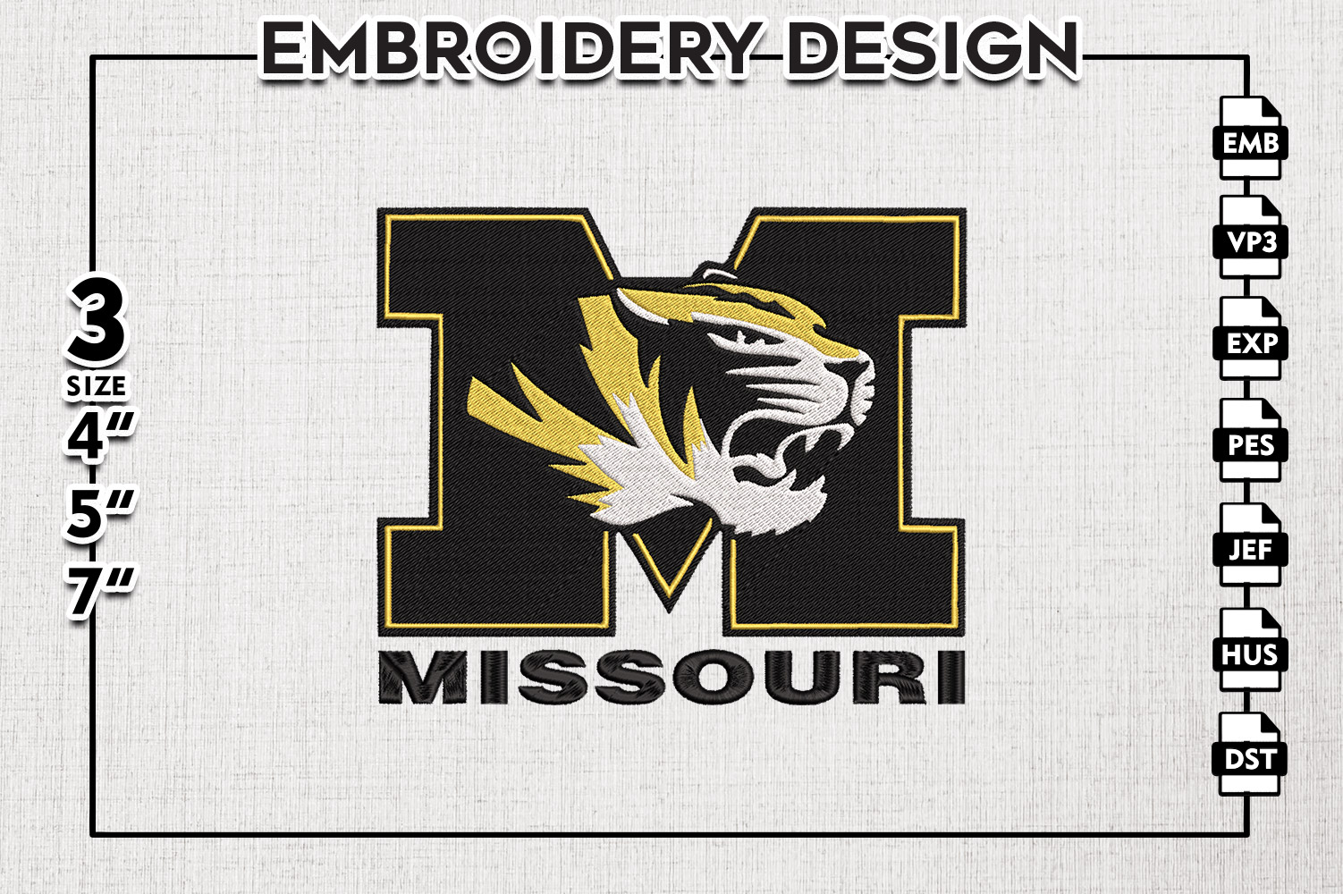 NCAA Missouri Tigers M Word Mascot Logo Emb Files, NCAA Missouri Tigers ...