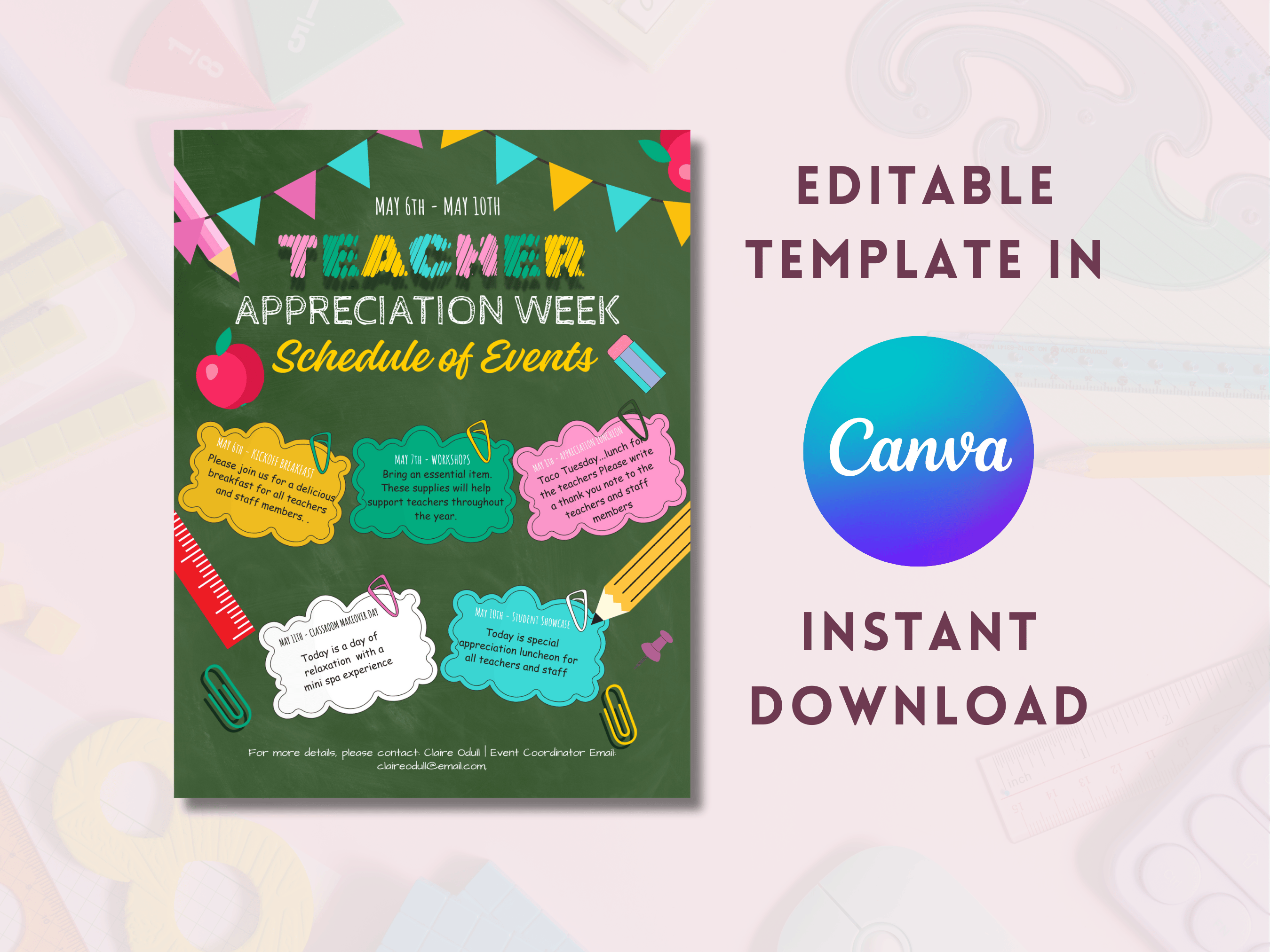Teachers and staff Appreciation Week Customizable flyer - Payhip