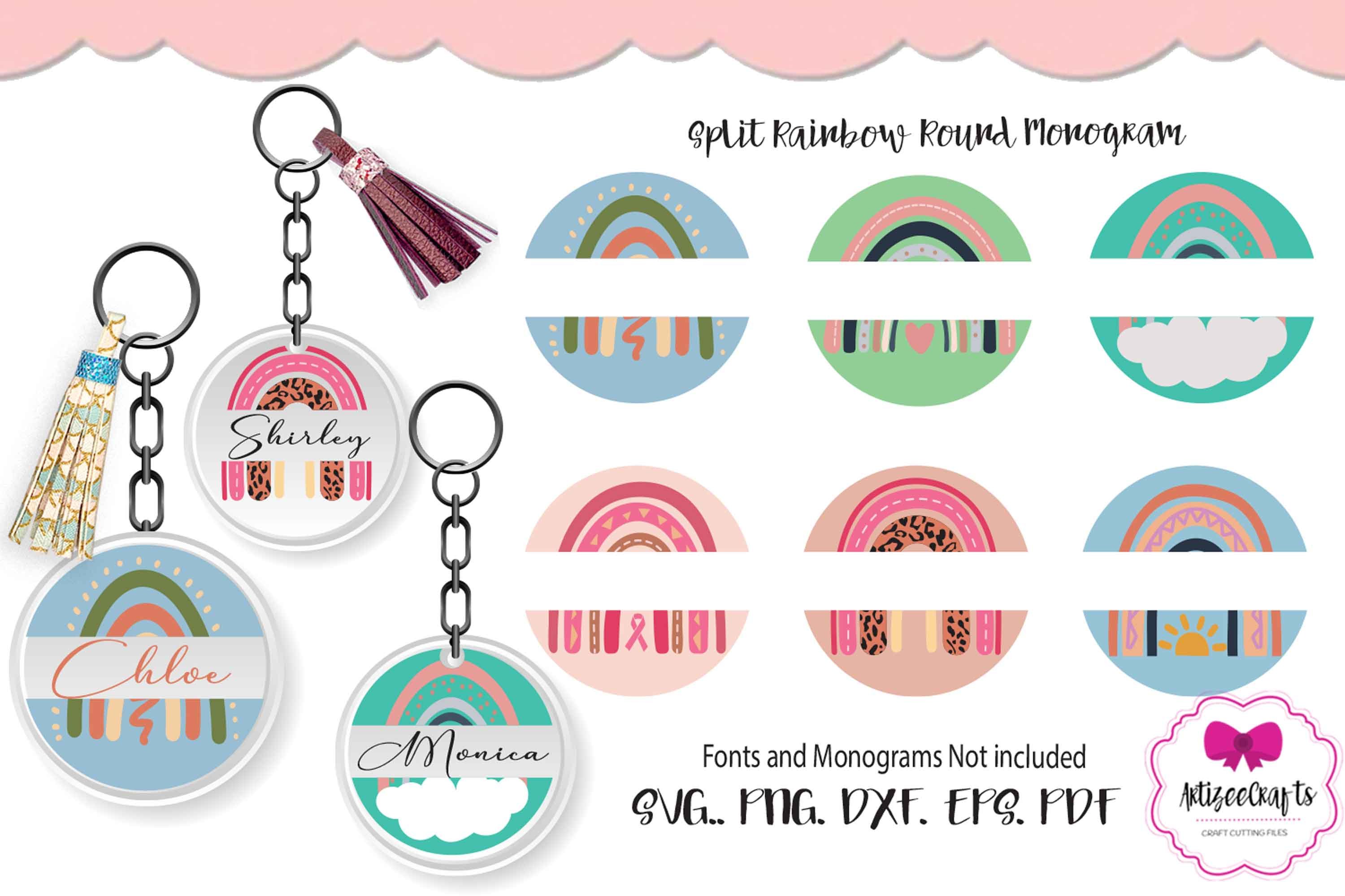 Rainbow Split Round Monogram Mini Set, Rainbow Sticker - Payhip