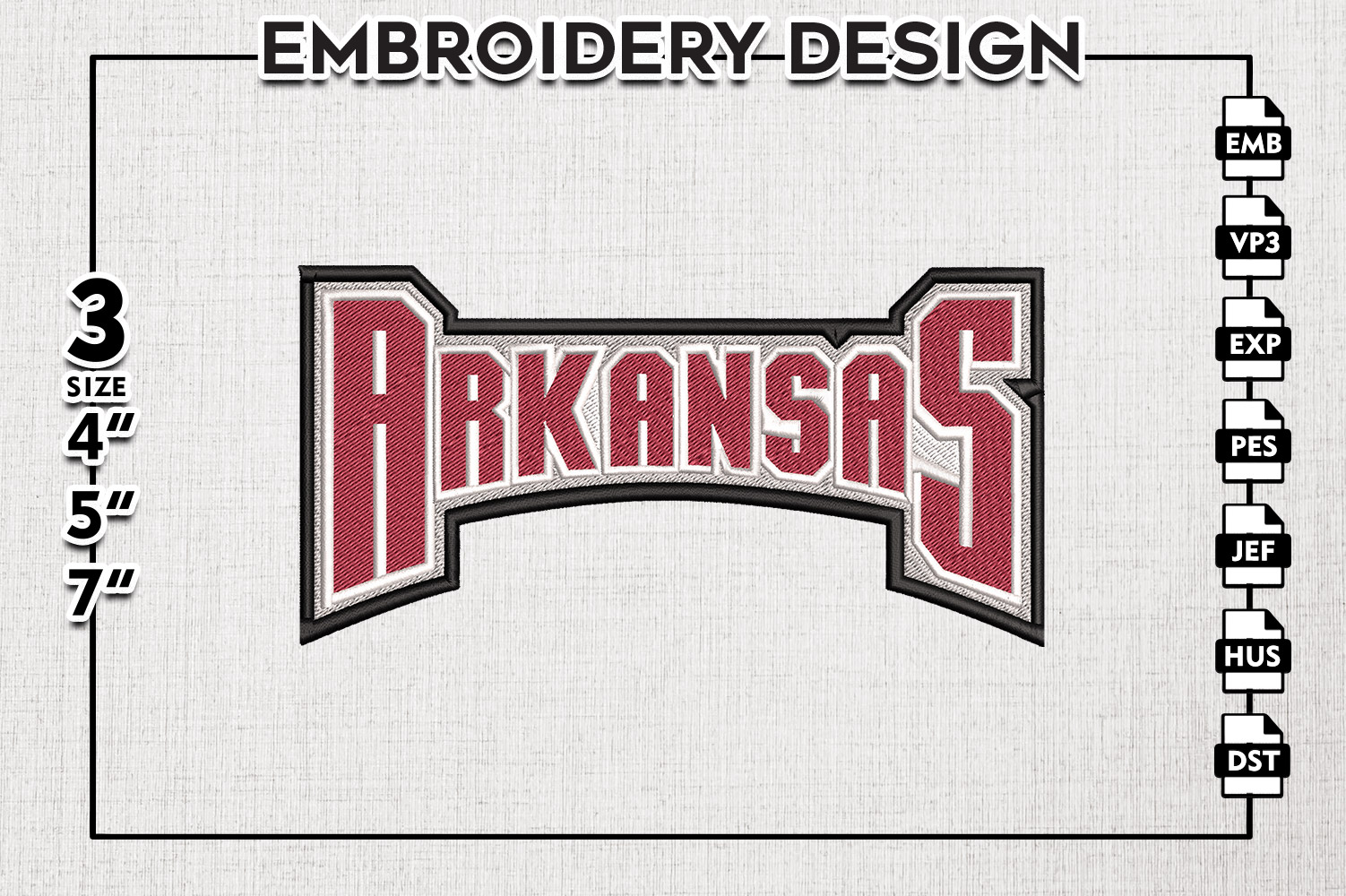 Arkansas Razorbacks NCAA Logo Embroidery Files, NCAA Arkansas ...