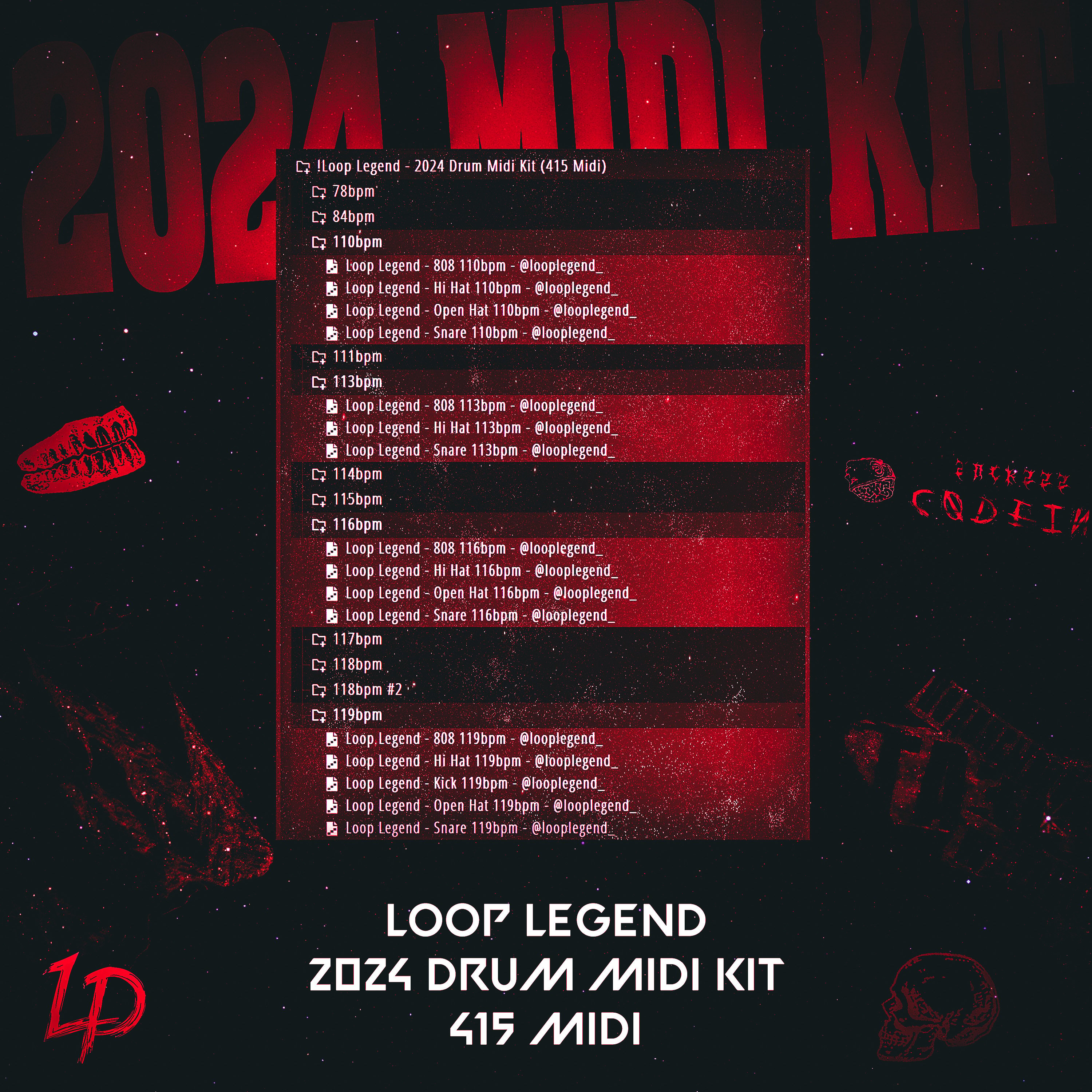 Loop Legend - 2024 Drum Midi Kit (415 Midi) - Payhip