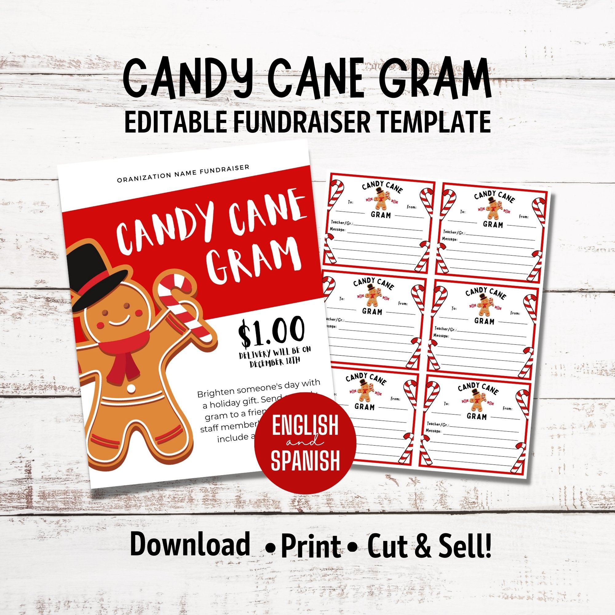 Christmas Candy Cane Gram Flyer| PTA or PTO Holiday Fundraiser ...