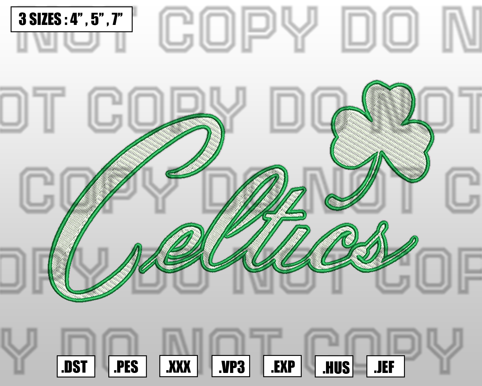 Boston Celtics Logo Embroidery Designs File , NBA Teams Embroidery ...