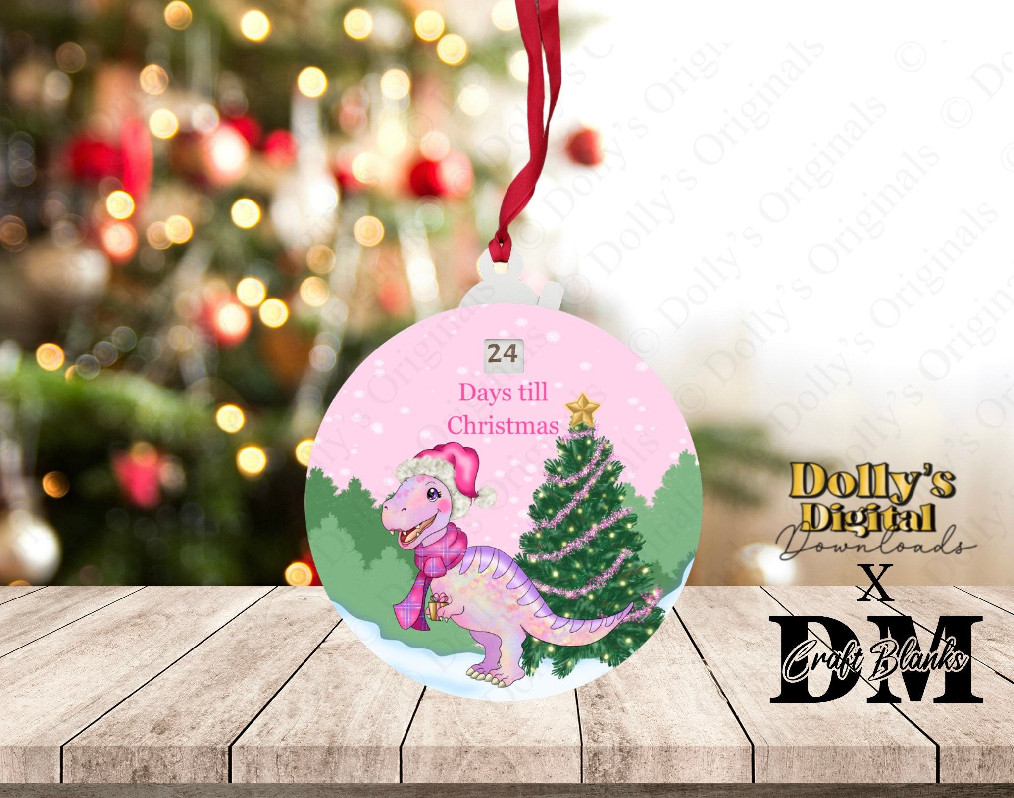 Pink Dino Circular Christmas Countdown - Payhip