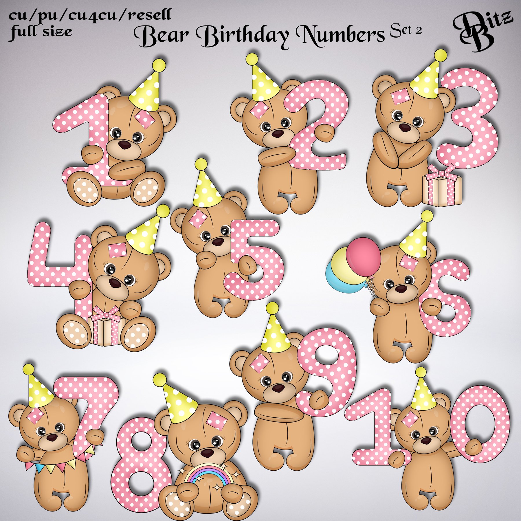 Bear Birthday Numbers Set 2 - Payhip