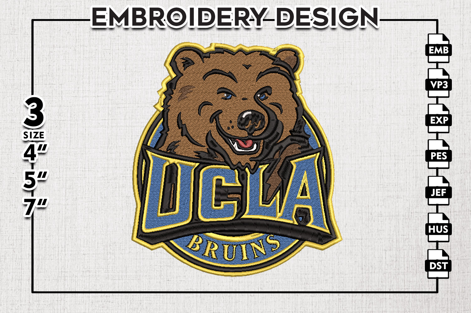UCLA Bruins Logo Embroidery Files, NCAA UCLA Bruins Team Embroidery ...