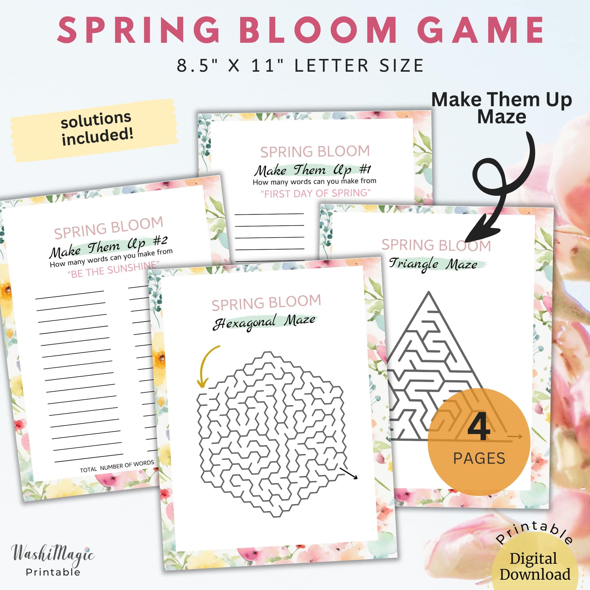 Fun Game Printable Make Them Up, Triangle Maze, Hexagonal Maze for ...