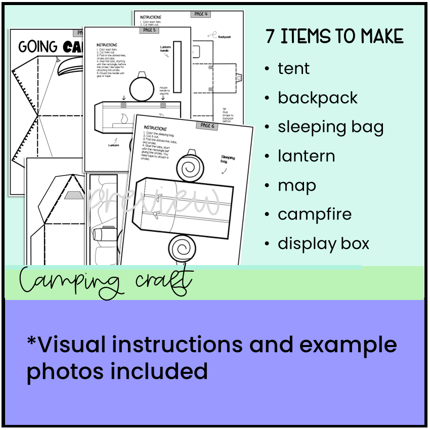 Camping Theme Activities Summer Camping Craft 3rd, 4th, 5th, 6th Grade