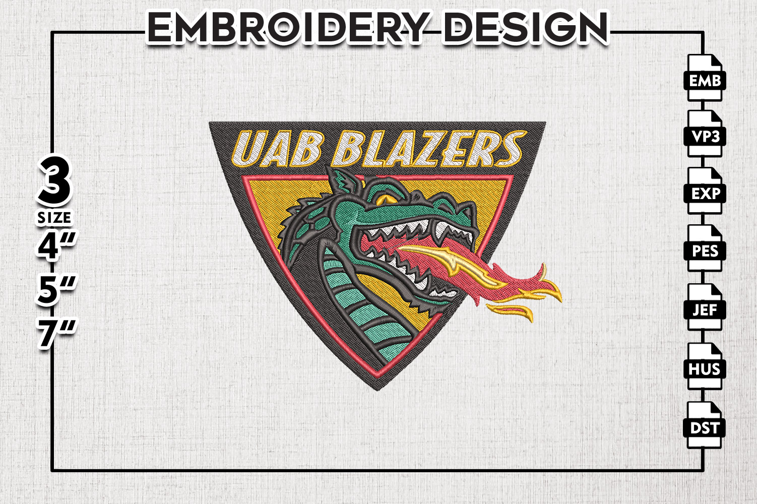 NCAA UAB Blazers Logo Embroidery Files, NCAA UAB Blazers Team ...