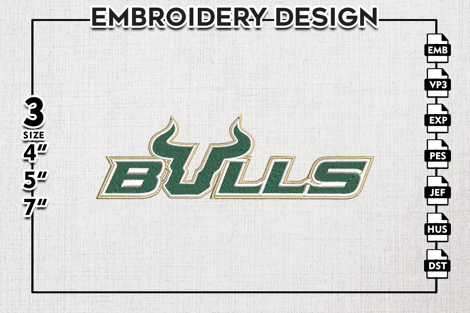NCAA South Florida Bulls Machine Embroidery Files, NCAA South Florida ...