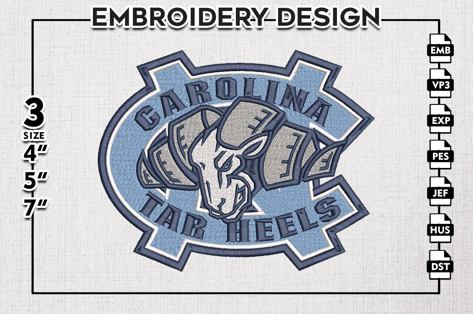 NCAA North Carolina Tar Heels Logo Embroidery Files, NCAA North ...