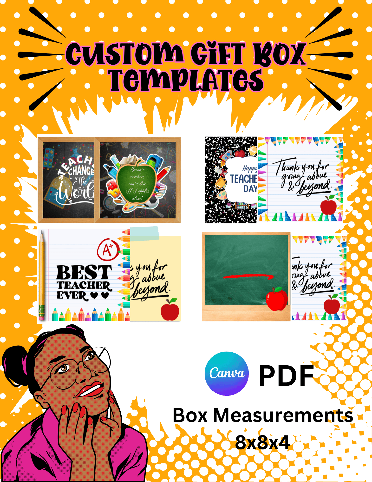 8x8x8 & 8x8x4 Cartoon and Grinchmas Gift Box and Party Favors Template ...