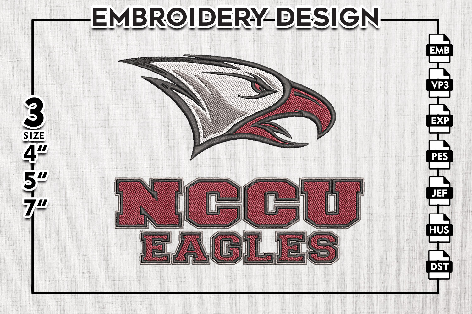 NCCU Eagles Logo Embroidery Files, NCAA North Carolina Central Eagles ...