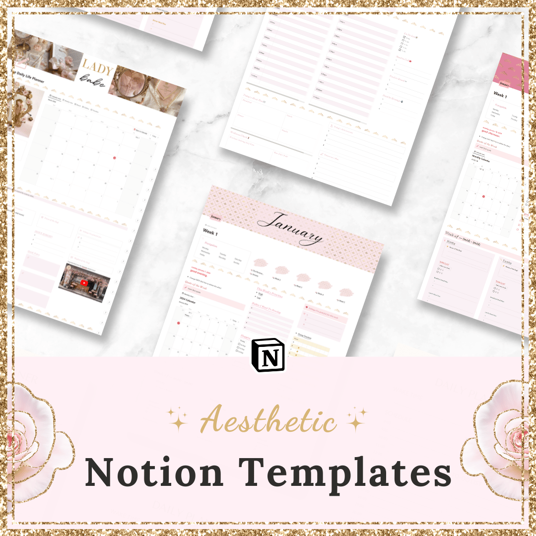 Pretty Pink Covers - Affordable Aesthetic Notion Templates