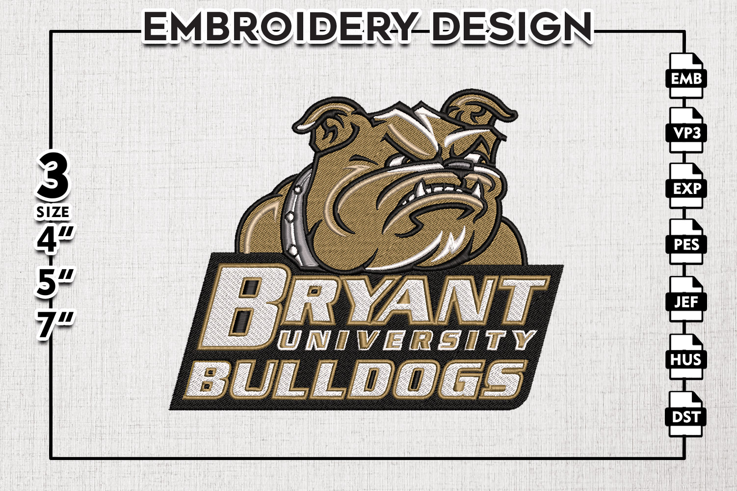 NCAA Bryant Bulldogs Logo Embroidery Files, NCAA Bryant Bulldogs Team ...