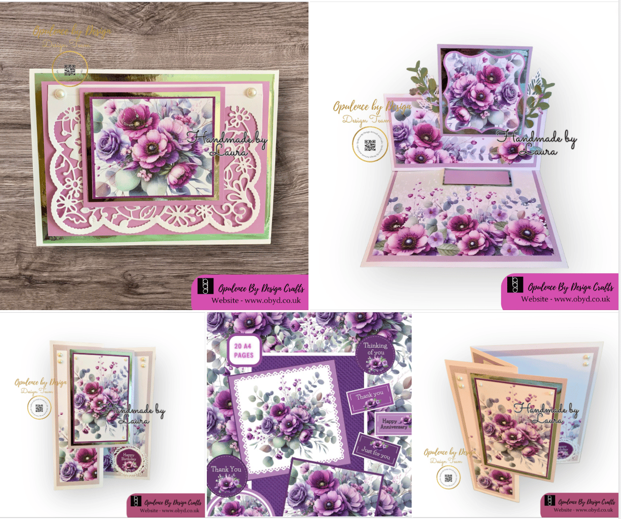 Pretty In Purple Handmade Cards by our Laura