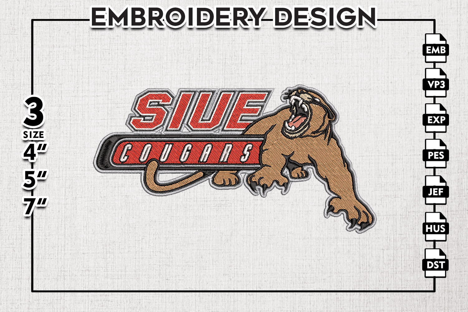 SIUE Cougars Logo Machine Embroidery Design Files, NCAA SIU ...