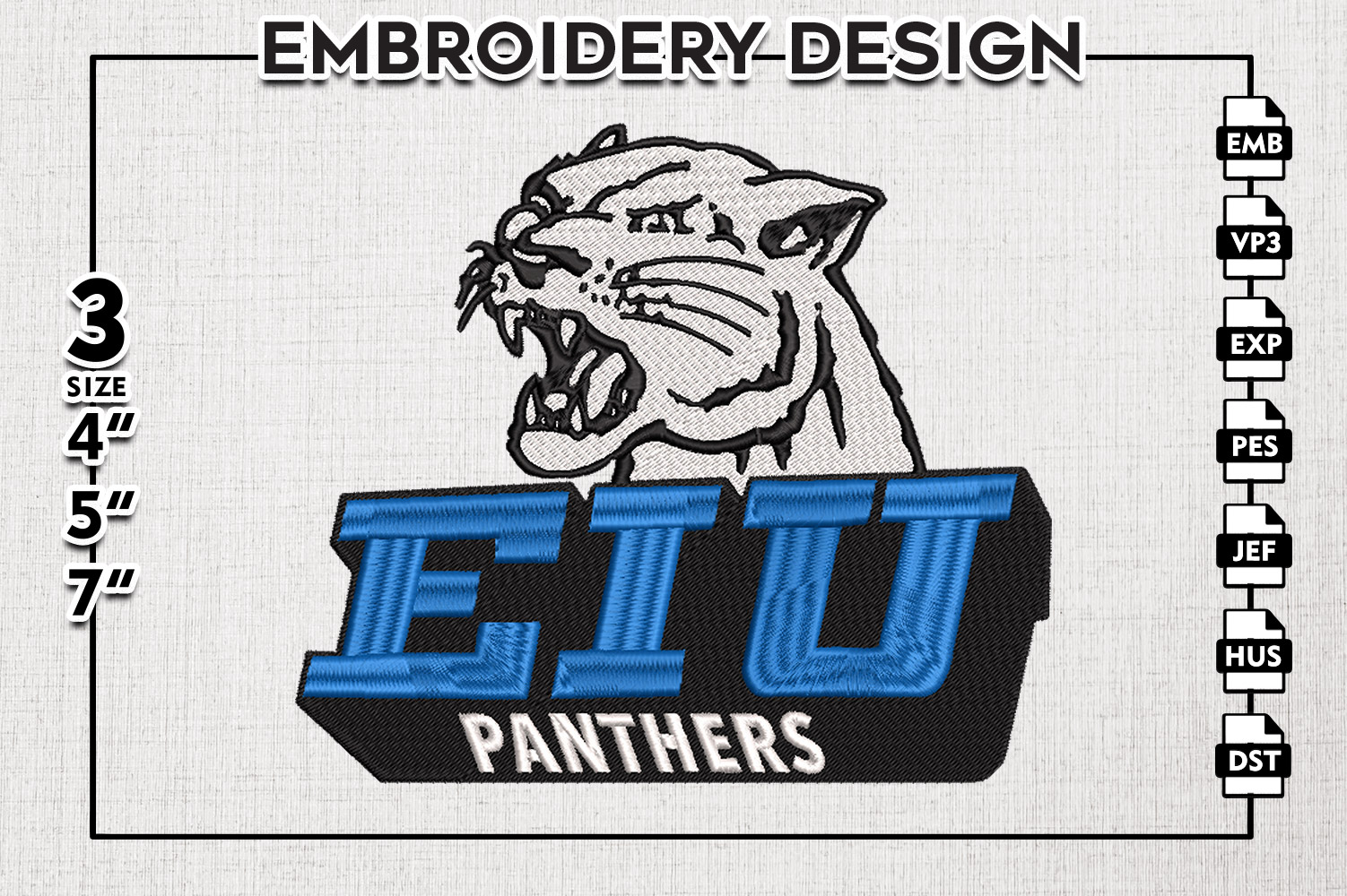 Ncaa EIU Panthers Logo Embroidery Files, NCAA Eastern Illinois Panthers ...