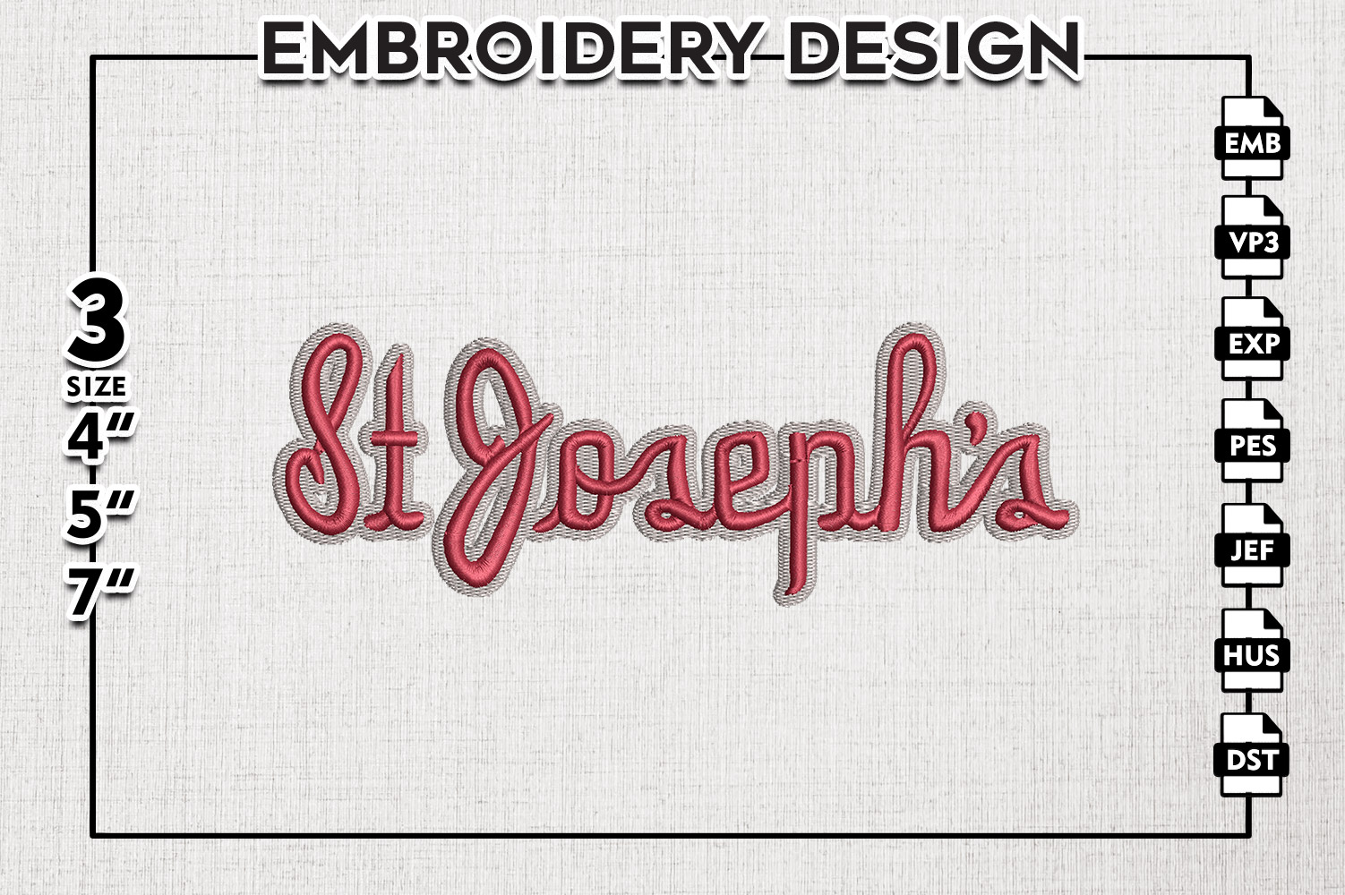Saint Joseph's Hawks Wordmark Logo Embroidery Design Files, NCAA Saint ...