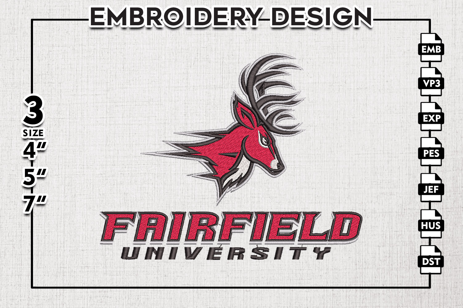 Fairfield Stags Logo Embroidery Files, NCAA Fairfield Stags Team ...