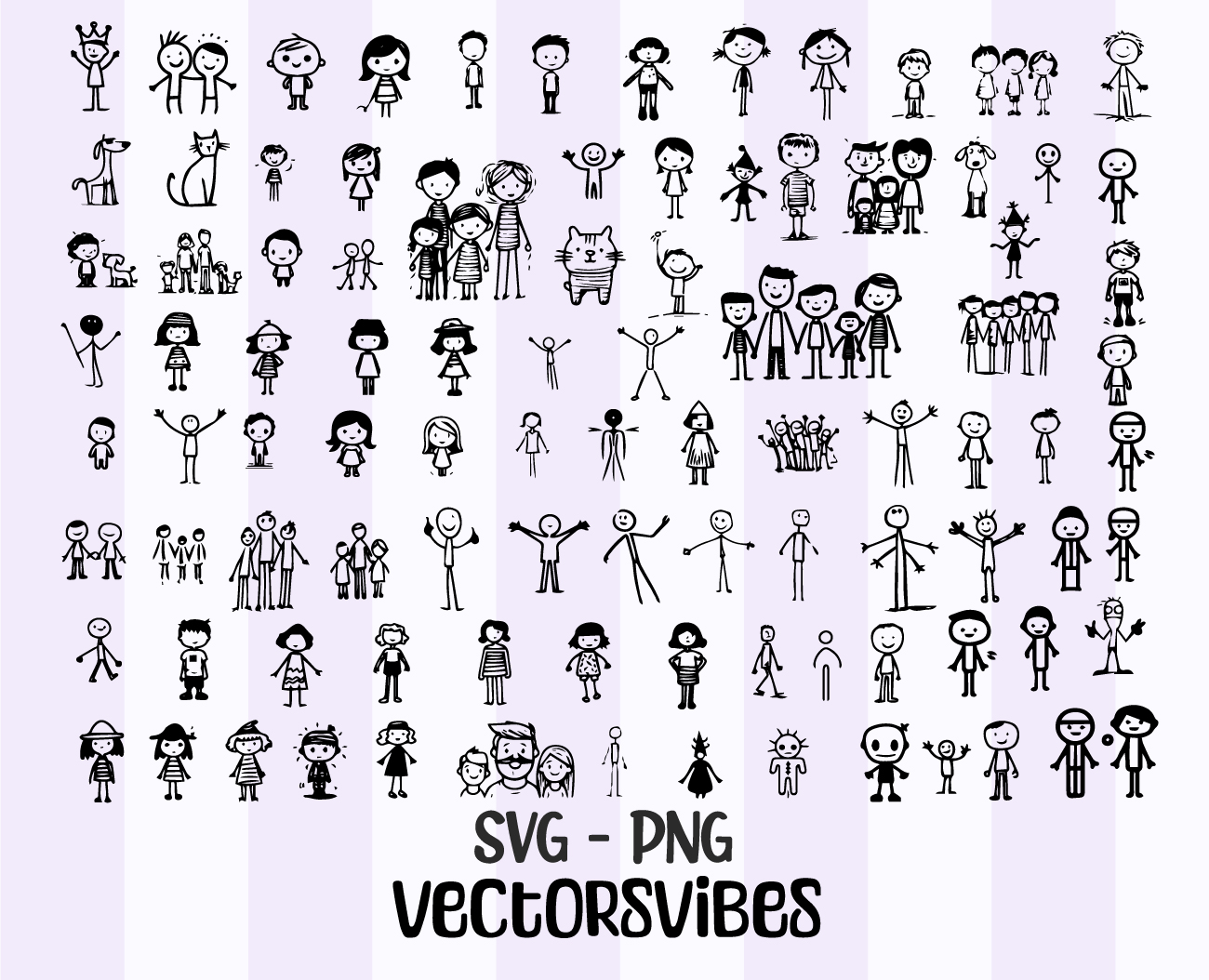 Stick figure svg Png bundle Clipart, kids people family clip art ...