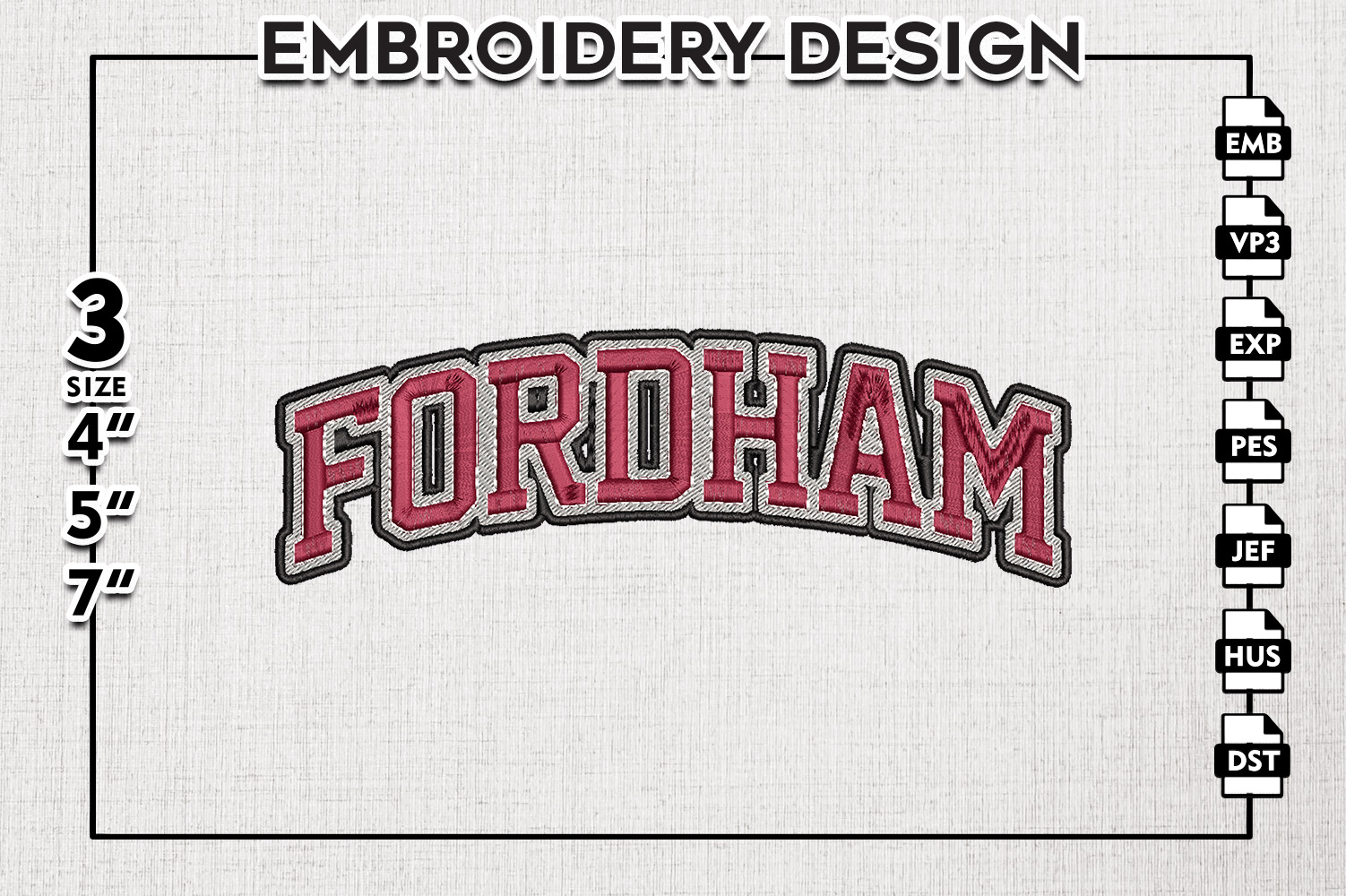 NCAA Fordham Wordmrk Logo Embroidery Files, NCAA Fordham Rams Team ...