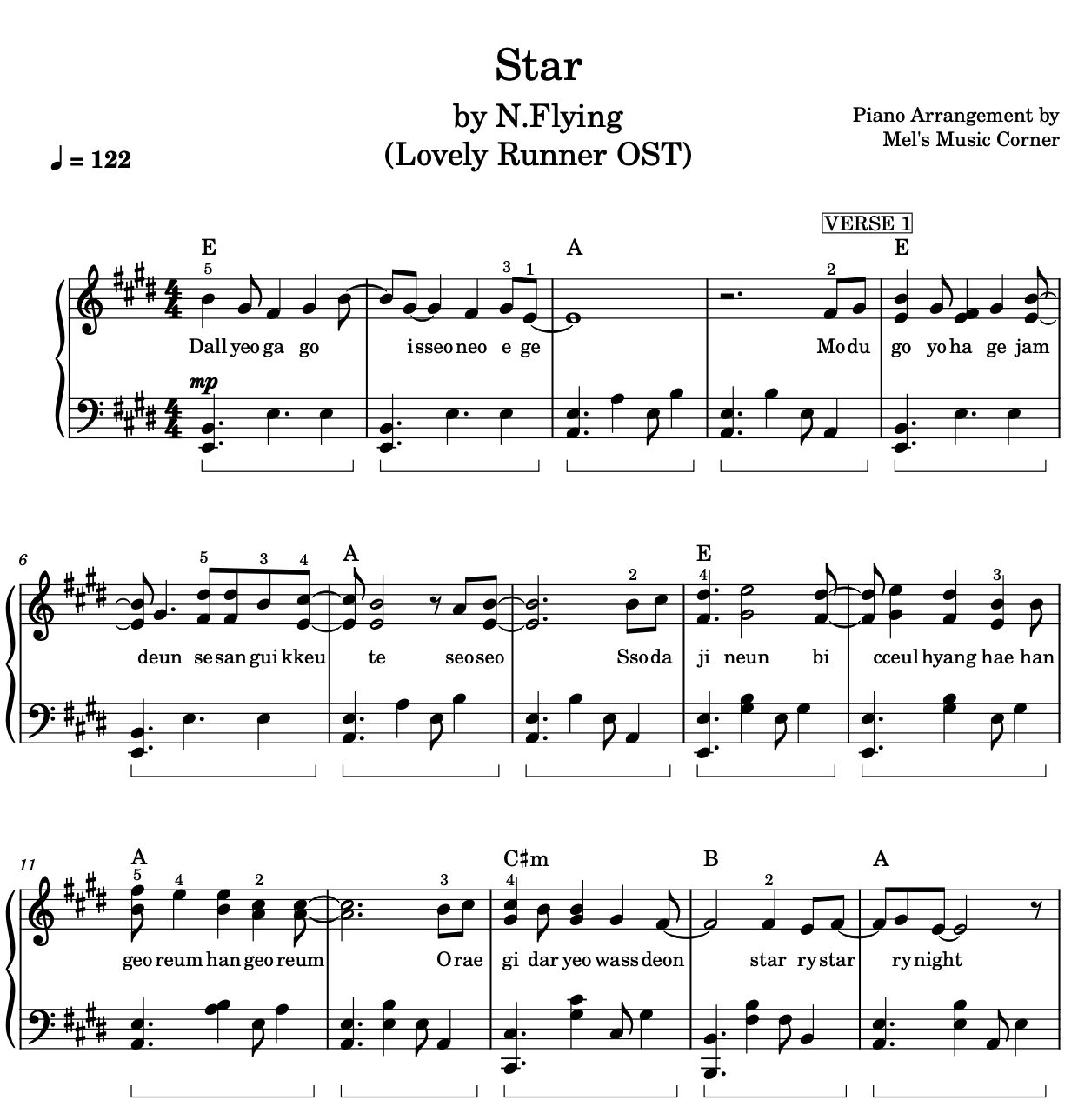 Star by N.Flying - Lovely Runner OST PIANO SHEET MUSIC or MIDI - Payhip
