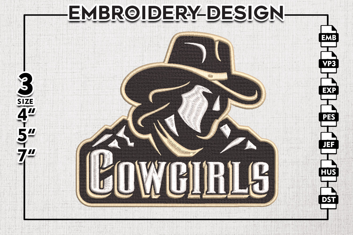 NCAA Wyoming Cowgirls Logo Embroidery Files, NCAA Wyoming Cowboys Team ...