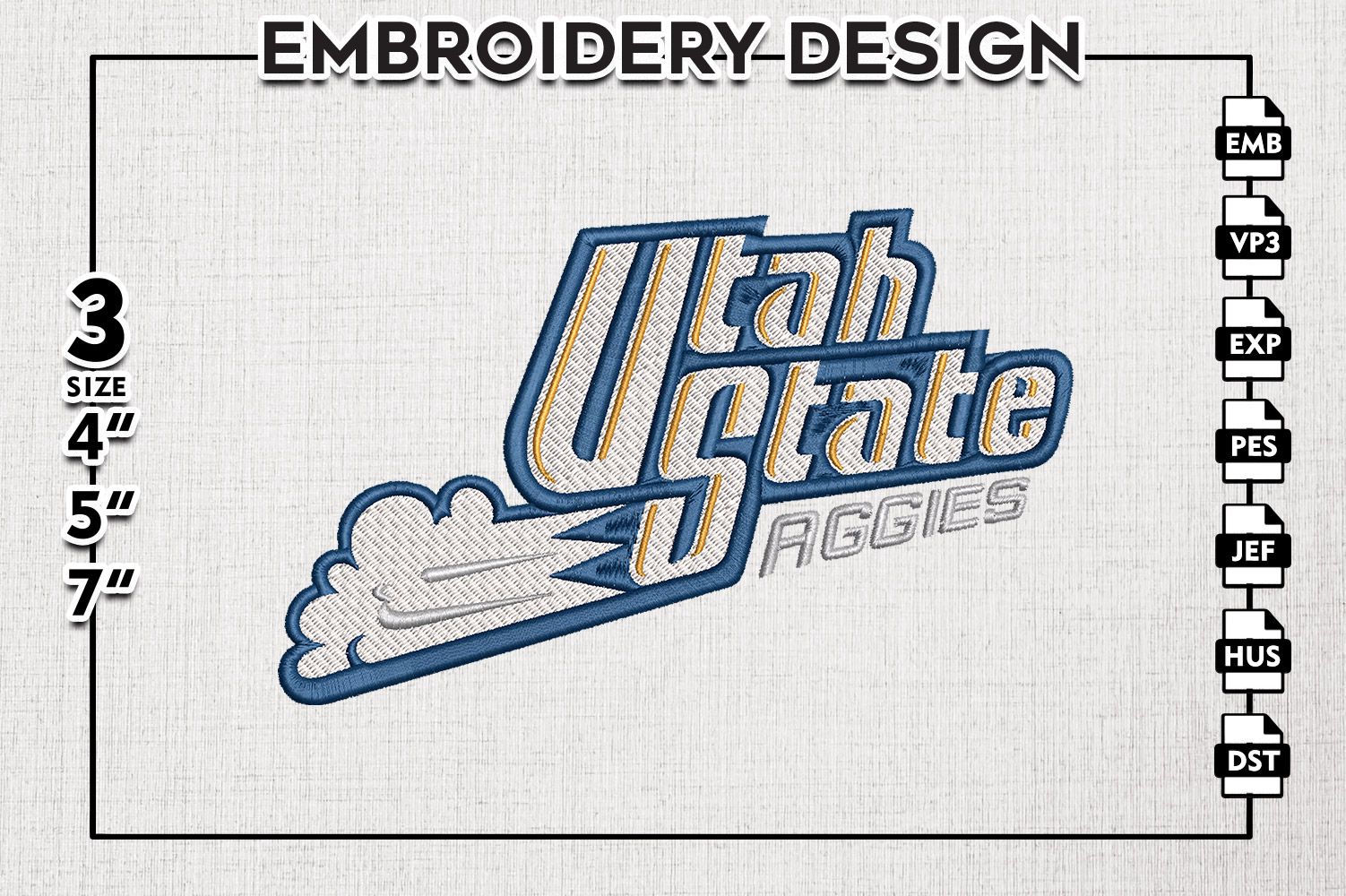Utah State Team Aggies NCAA Logo Embroidery Files, NCAA Utah State Team ...