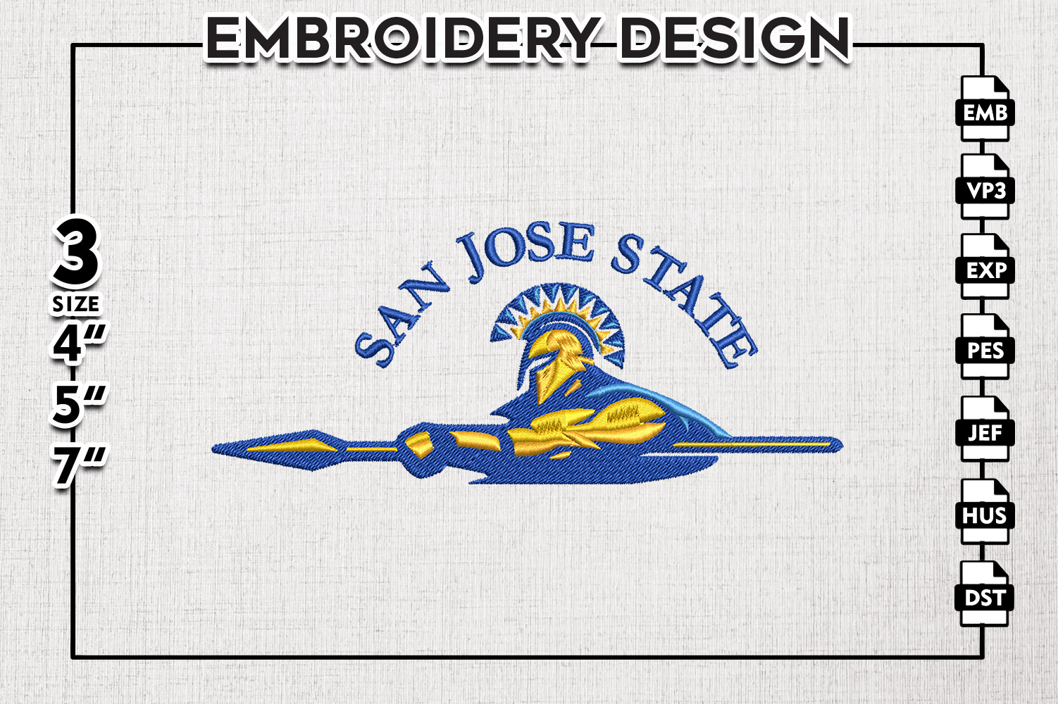 San José State Spartans Logo Embroidery Design Files, NCAA San José ...