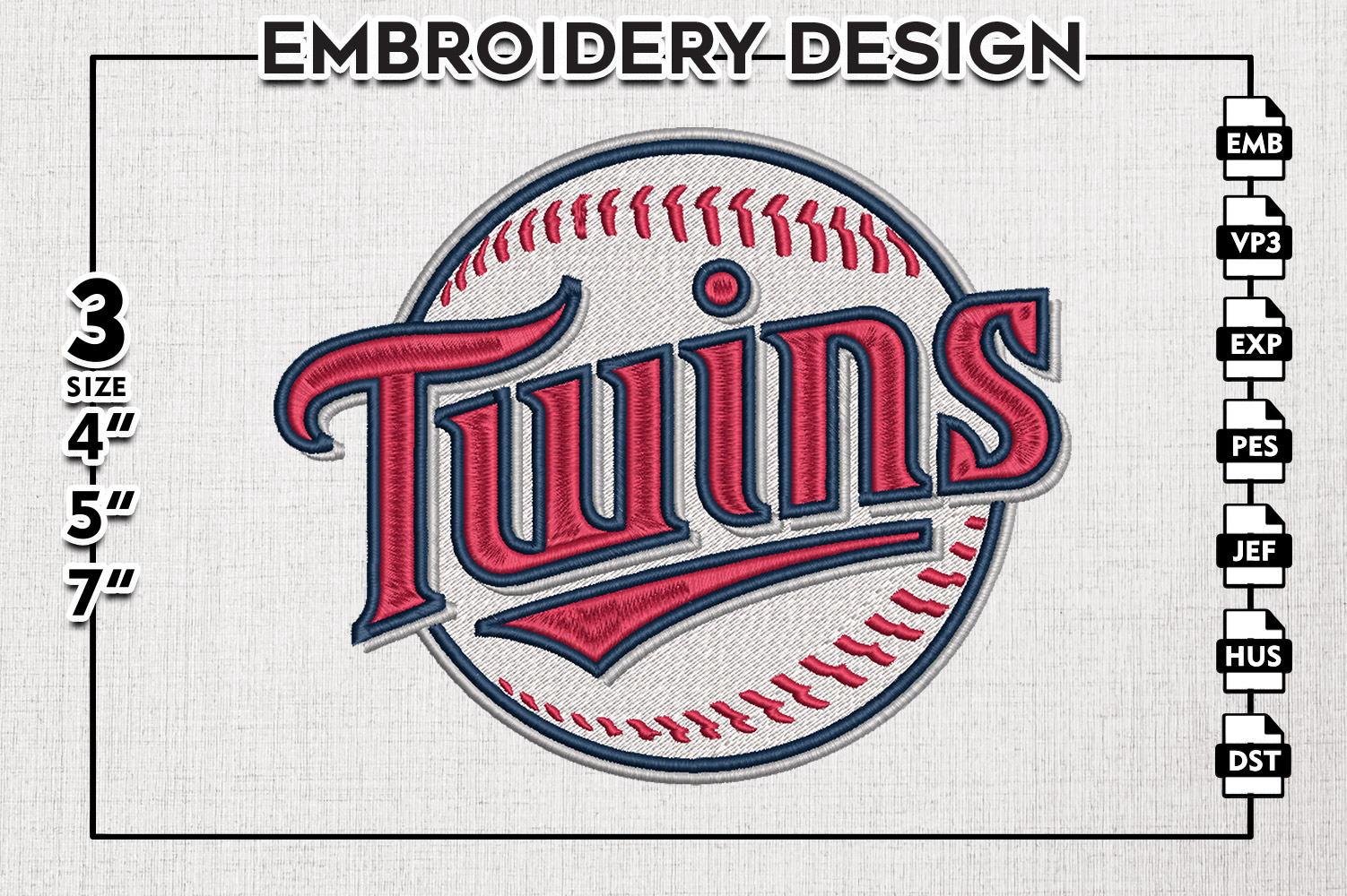MLB Twins Baseball Logo Embroidery Design Files, MLB Minnesota Twins ...