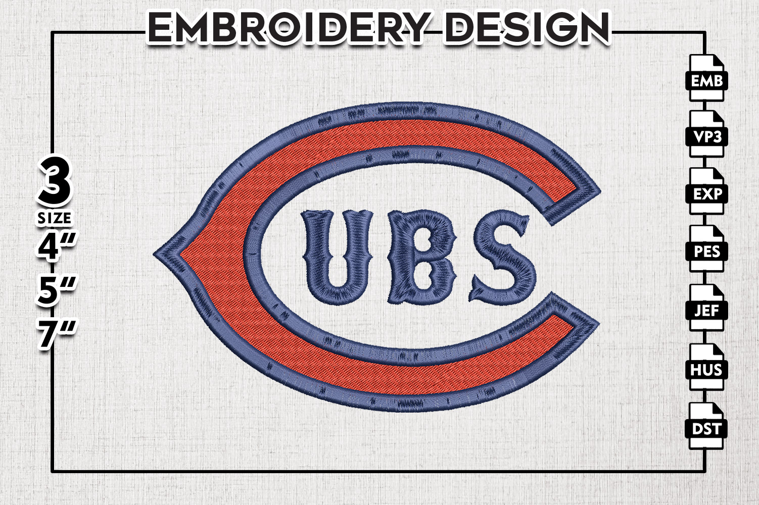 Chicago Cubs UBS Word Logo Embroidery Design Files, MLB Chicago Cubs ...