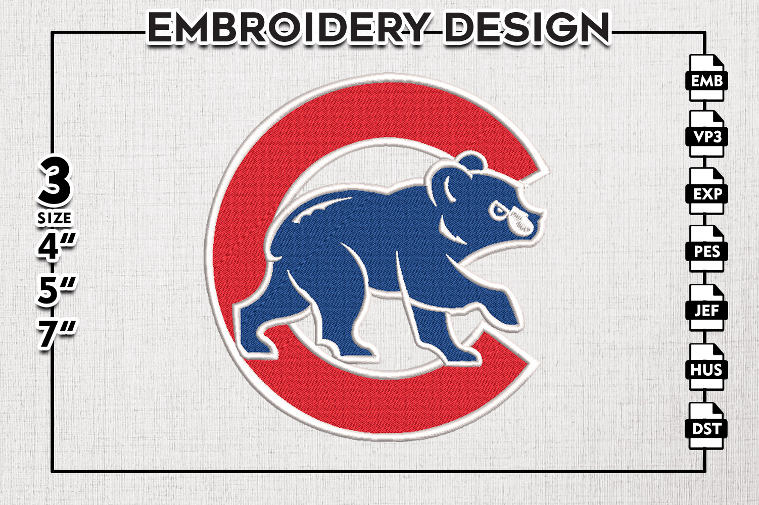 Chicago Cubs Logo Machine Embroidery Files, MLB Chicago Cubs Team ...