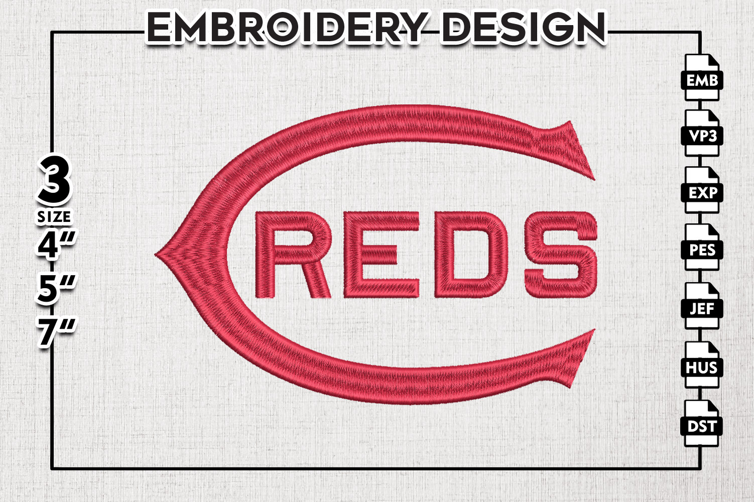 Cincinnati Reds MLB Logo Embroidery Files, MLB Cincinnati Reds Team ...