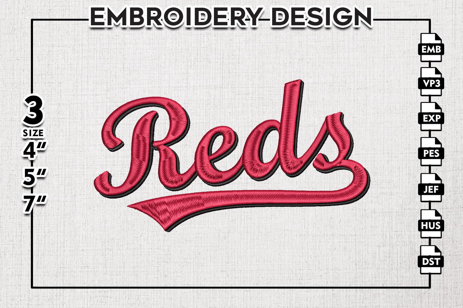 MLB Reds Wordmark Logo Embroidery Files, MLB Cincinnati Reds Team ...