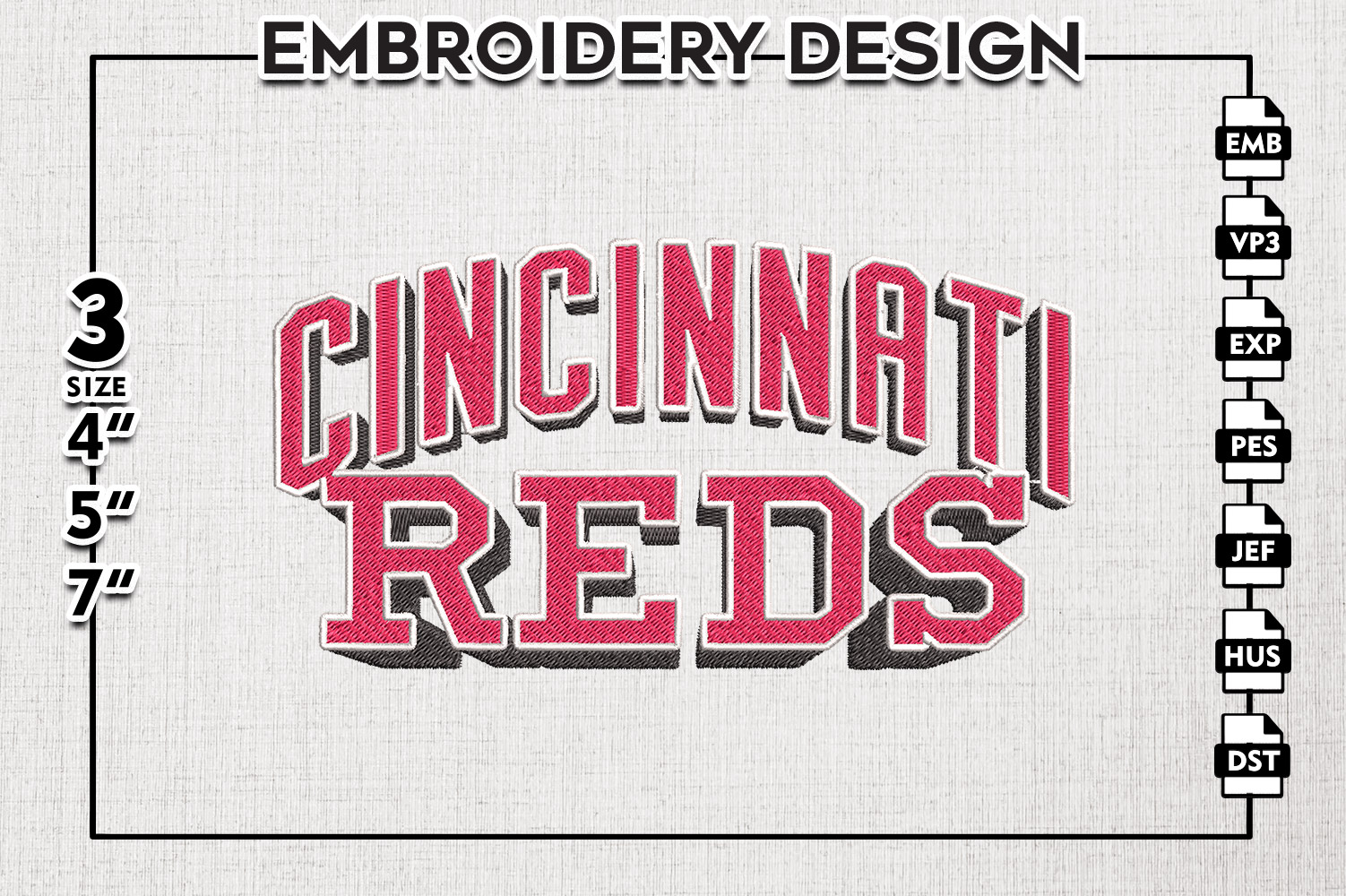 Cincinnati Reds Text Logo Emb Files, MLB Cincinnati Reds Team ...
