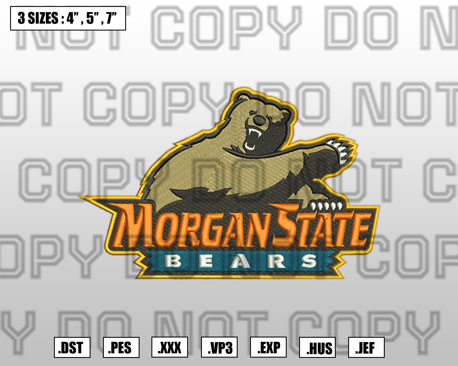 Morgan State Bears Logo Embroidery Designs, Machine Embroidery Files ...