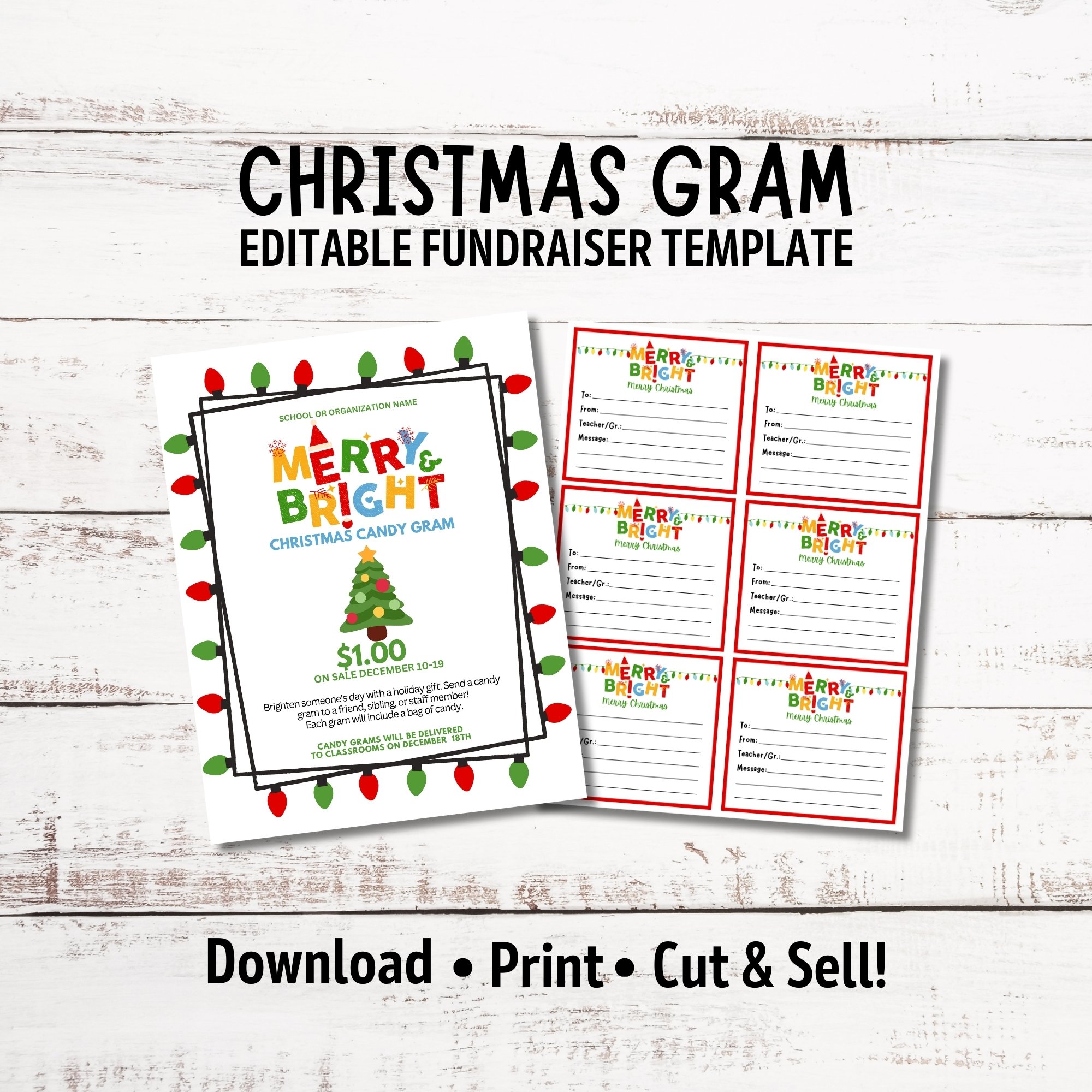 Christmas Candy Cane Gram Flyer| PTA or PTO Holiday Fundraiser ...