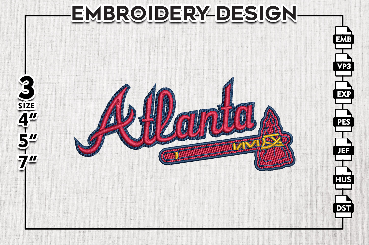 MLB Atlanta Axe Logo Embroidery Files, MLB Atlanta Braves Team ...