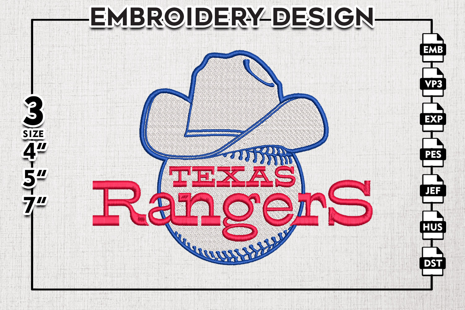 Texas Rangers MLB Embroidery Files, MLB Texas Rangers Team Embroidery ...