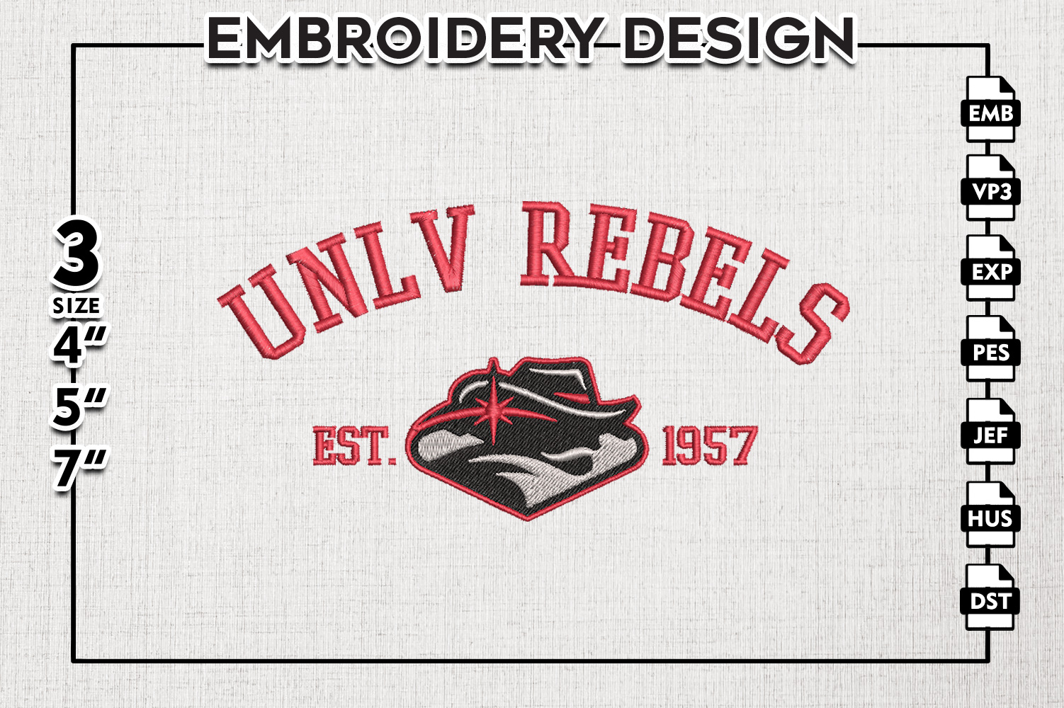 UNLV Rebels Est 1957 Logo Embroidery Designs, NCAA UNLV Rebels Team ...