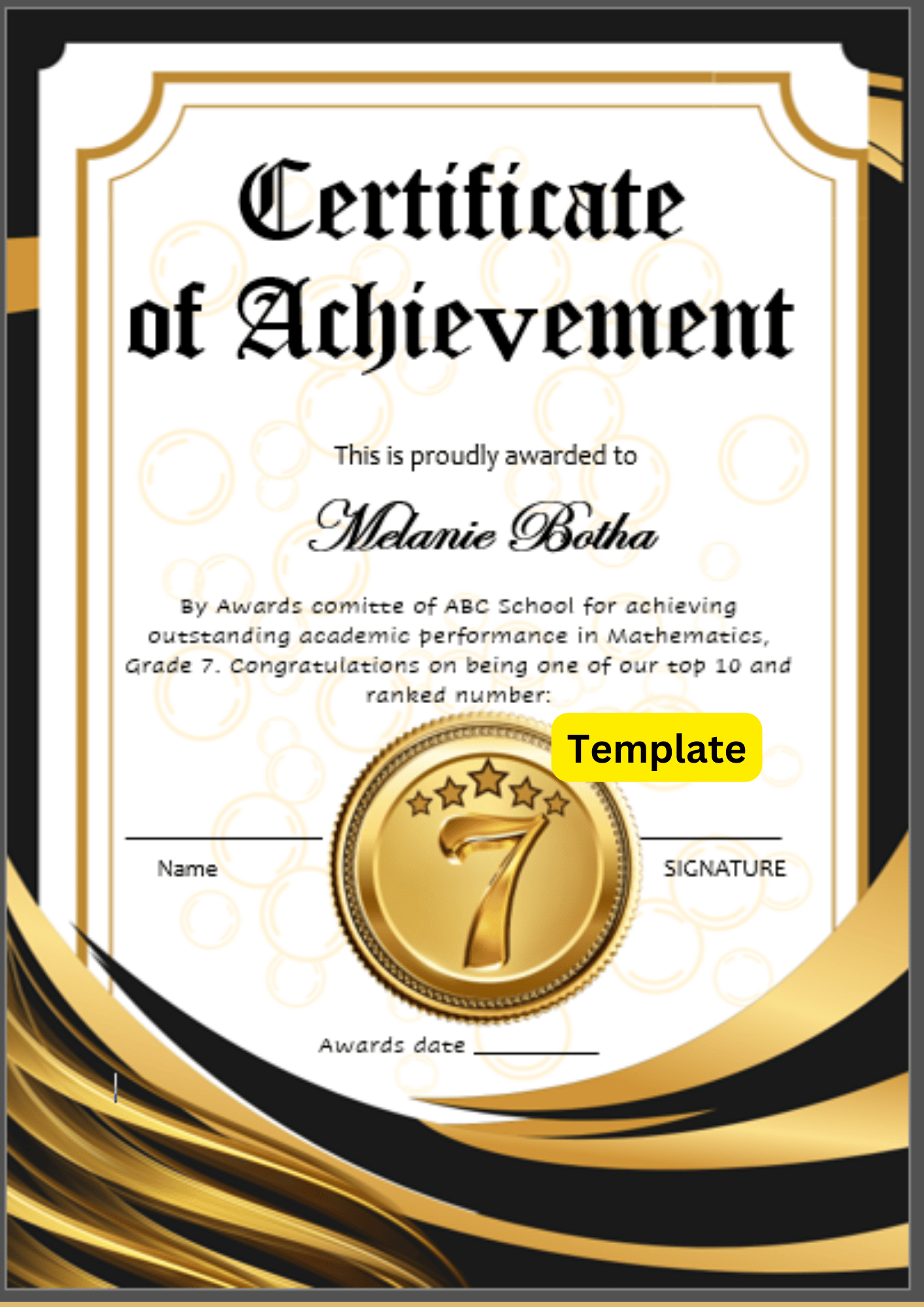 CT0043 - Top 10 Ranked Number 7 - Microsoft Word template with ...
