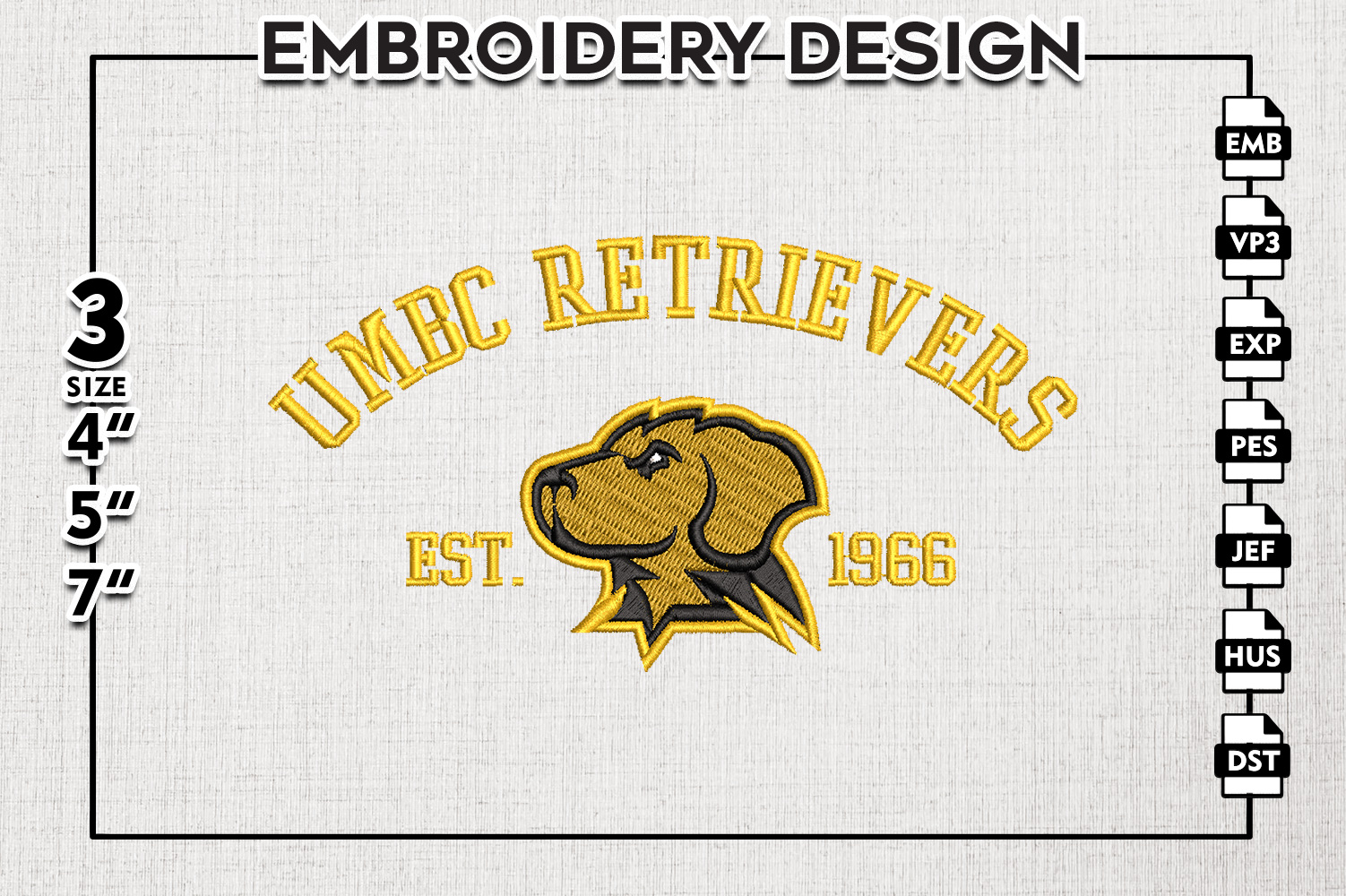 UMBC Retrievers Est 1966 Logo Embroidery Designs, NCAA UMBC Retrievers ...