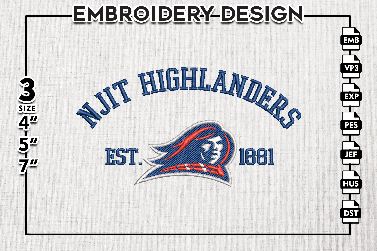 NJIT Highlanders Est 1881 Logo Embroidery Designs, NCAA NJIT ...