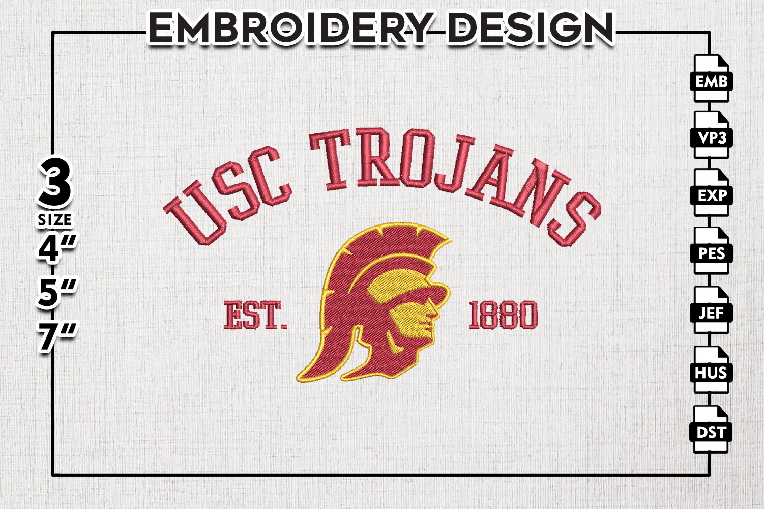 USC Trojans Est 1880 Logo Embroidery Designs, NCAA USC Trojans Team ...