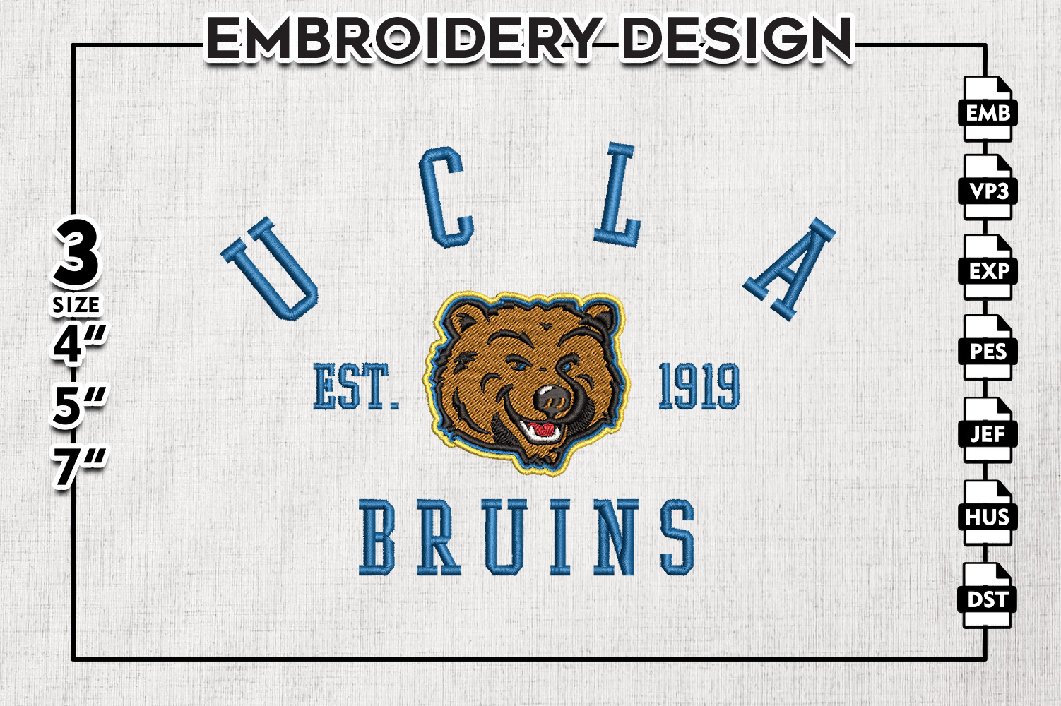 UCLA Bruins Est 1919 Logo Embroidery Designs, NCAA UCLA Bruins Team ...